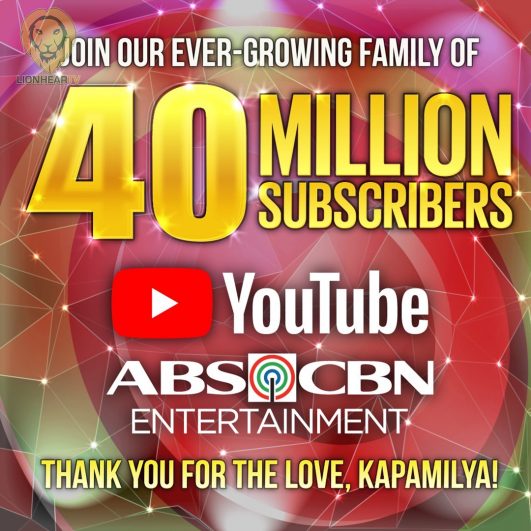 ABS-CBN Entertainment hits 40M subs, remains most subscribed YouTube ...